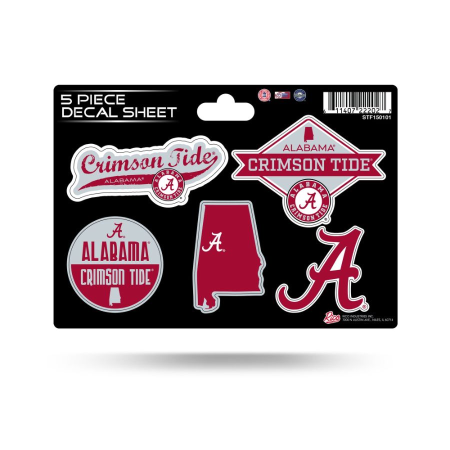University of Alabama Crimson Tide - 5 Piece Sticker Sheet at Sticker ...