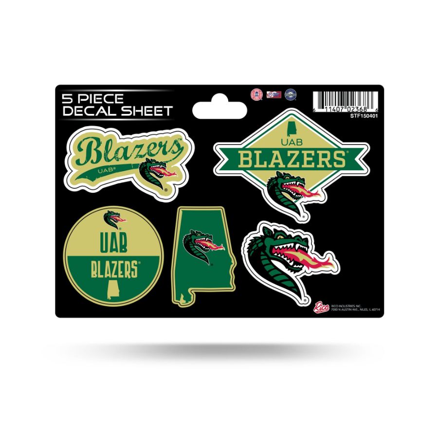 University Of Alabama At Birmingham Blazers UAB - 5 Piece Sticker Sheet ...