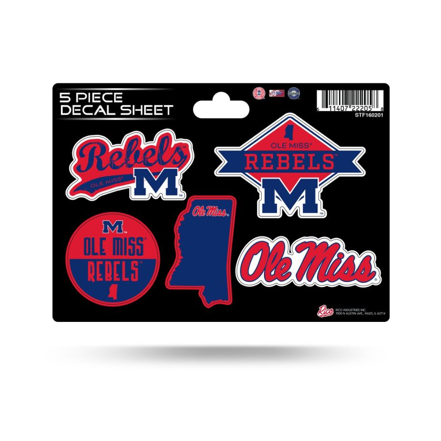 University Of Mississippi Ole Miss Rebels - 5 Piece Sticker Sheet at ...
