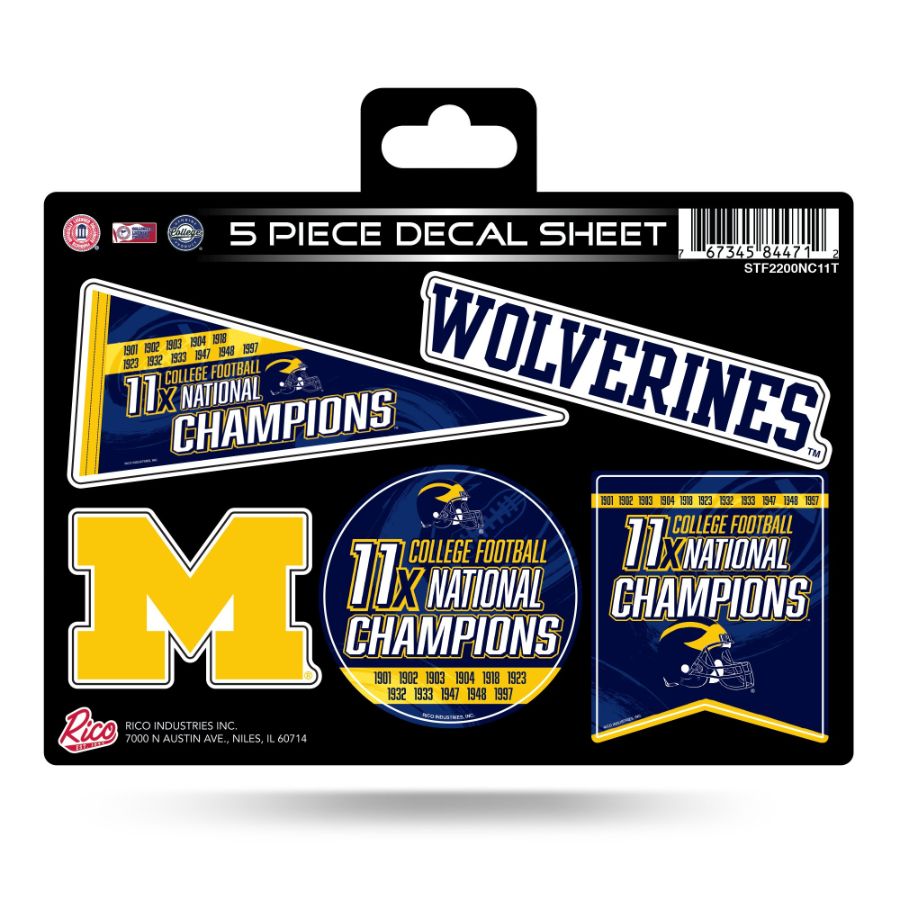 Michigan Wolverines 11 Time College Football Champs - 5 Piece Sticker ...