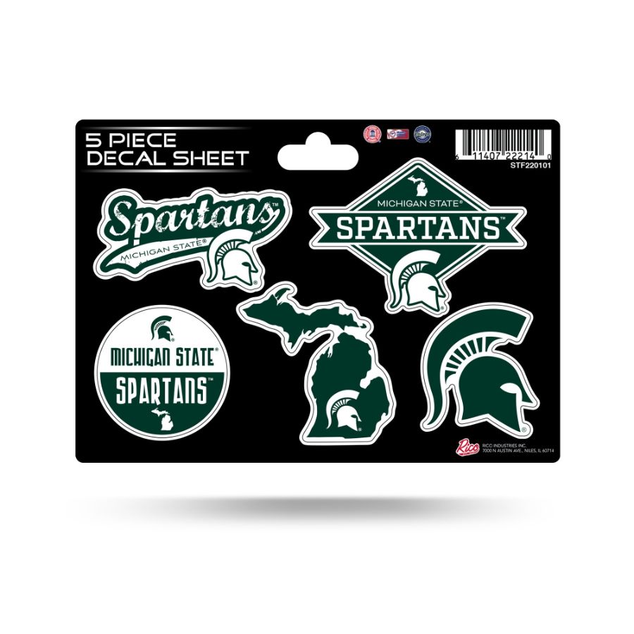 Michigan State University Spartans - 5 Piece Sticker Sheet at Sticker ...
