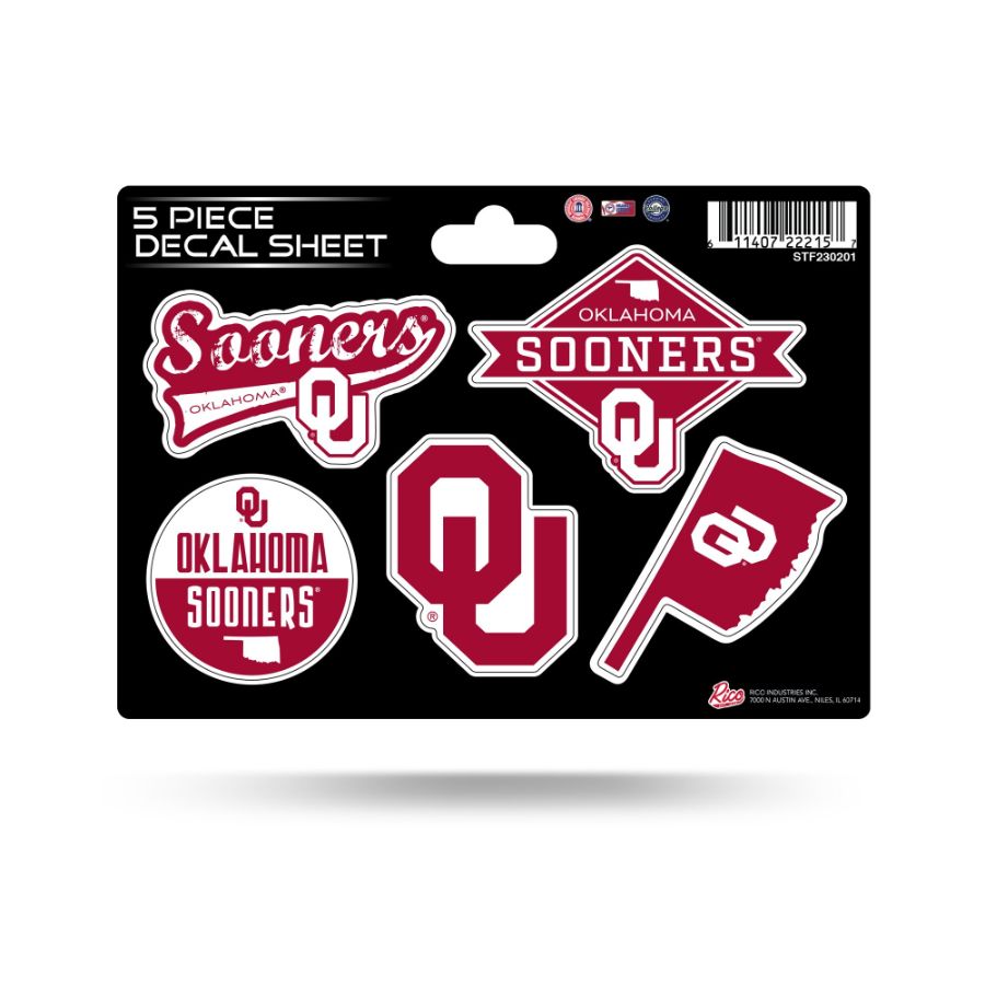 University Of Oklahoma Sooners - 5 Piece Sticker Sheet at Sticker Shoppe
