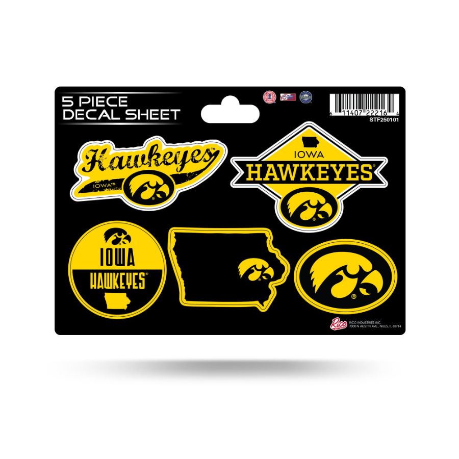 University Of Iowa Hawkeyes - 5 Piece Sticker Sheet at Sticker Shoppe