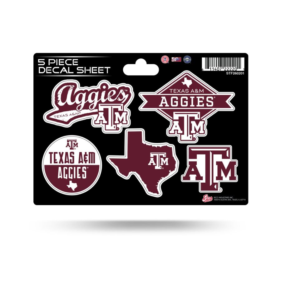 Texas A&M University Aggies - 5 Piece Sticker Sheet at Sticker Shoppe