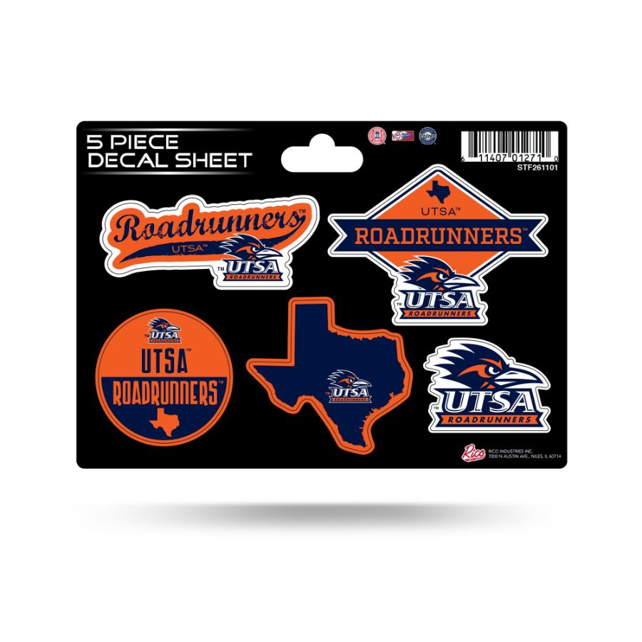 University of Texas at San Antonio Roadrunners - 5 Piece Sticker Sheet ...