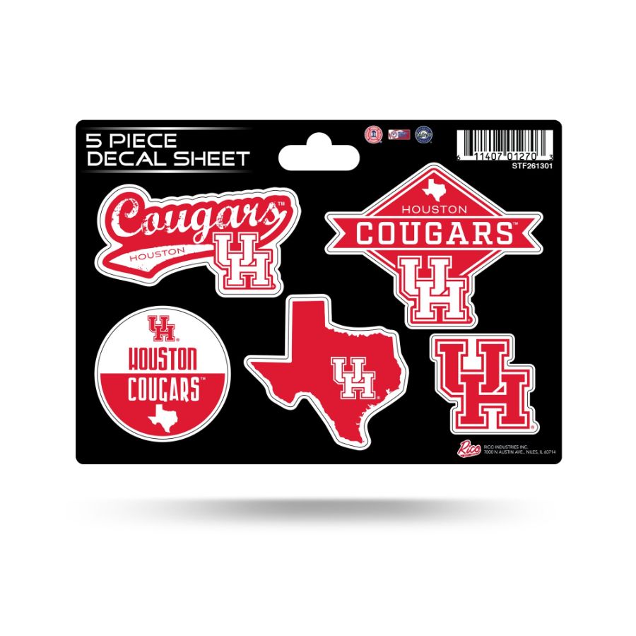 University Of Houston Cougars - 5 Piece Sticker Sheet at Sticker Shoppe