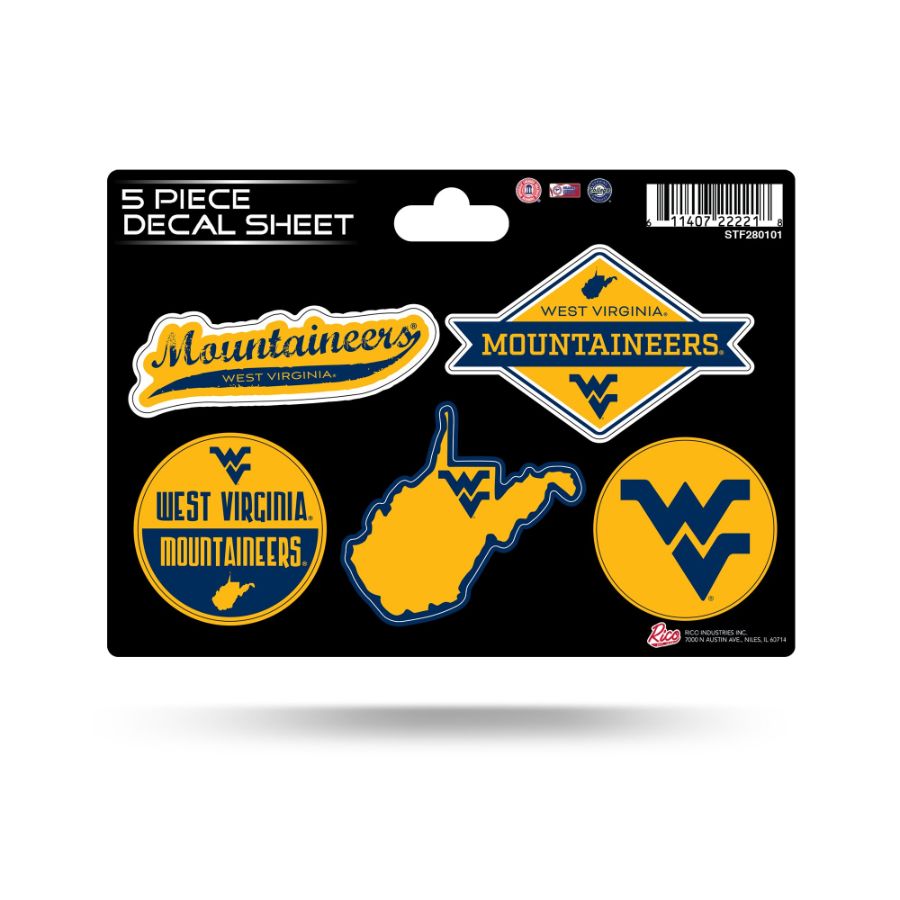 West Virginia University Mountaineers - 5 Piece Sticker Sheet at ...