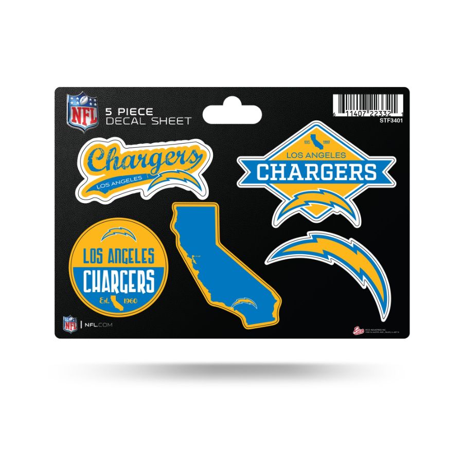 Los Angeles Chargers - 5 Piece Sticker Sheet at Sticker Shoppe
