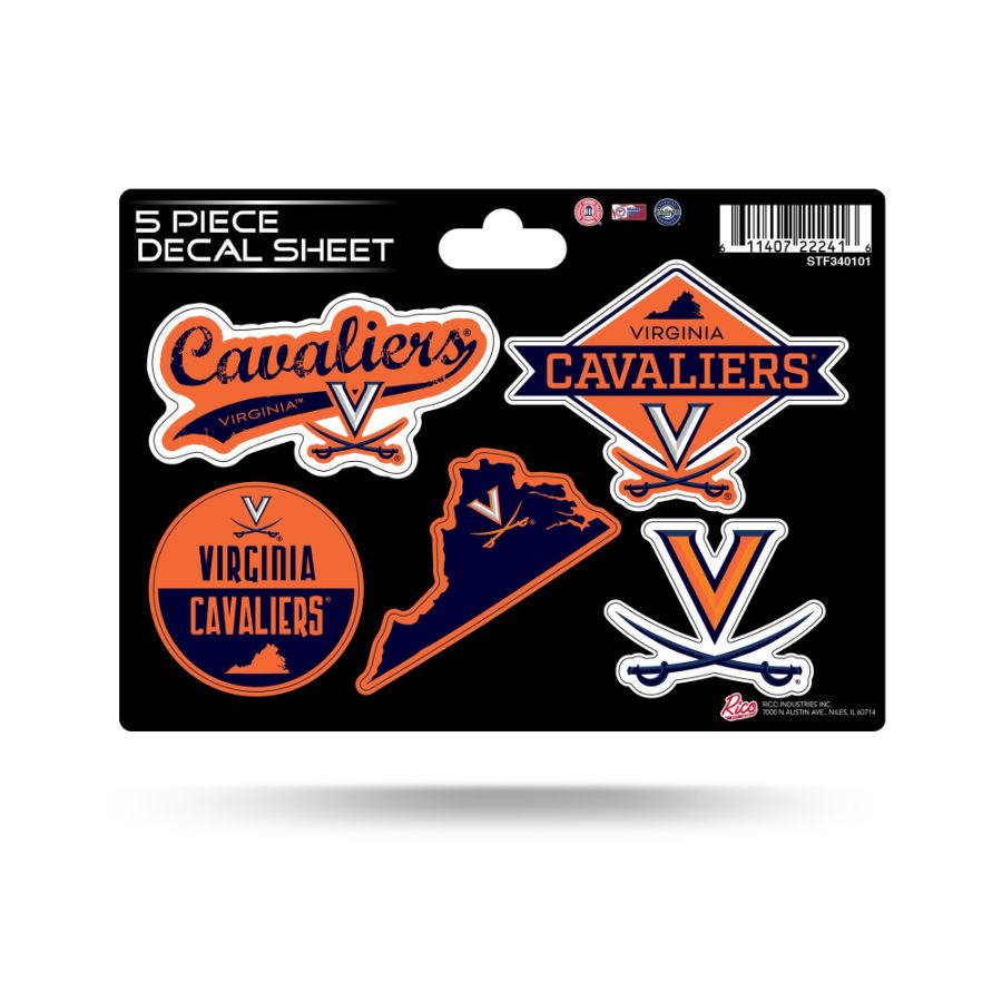 University Of Virginia Cavaliers - 5 Piece Sticker Sheet at Sticker Shoppe