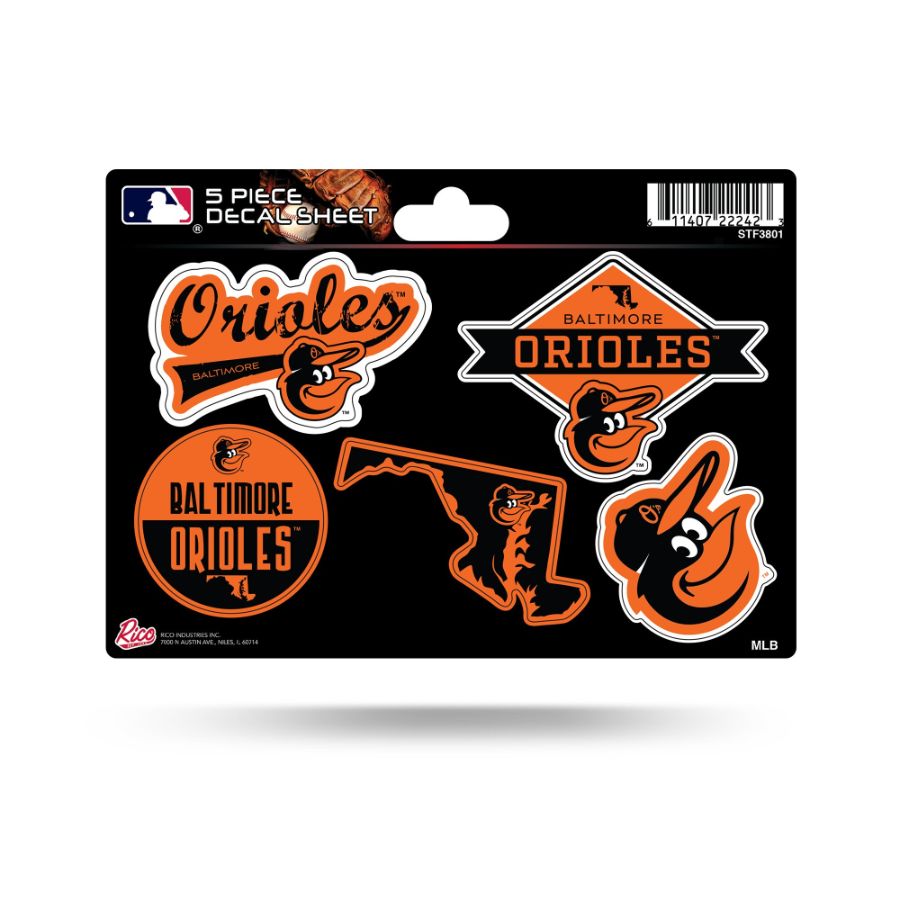 Baltimore Orioles - 5 Piece Sticker Sheet at Sticker Shoppe
