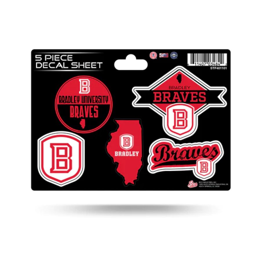 Bradley University Braves - 5 Piece Sticker Sheet at Sticker Shoppe