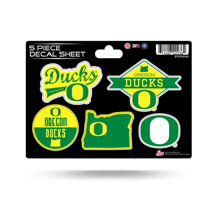 University Of Oregon Ducks - 5 Piece Sticker Sheet at Sticker Shoppe