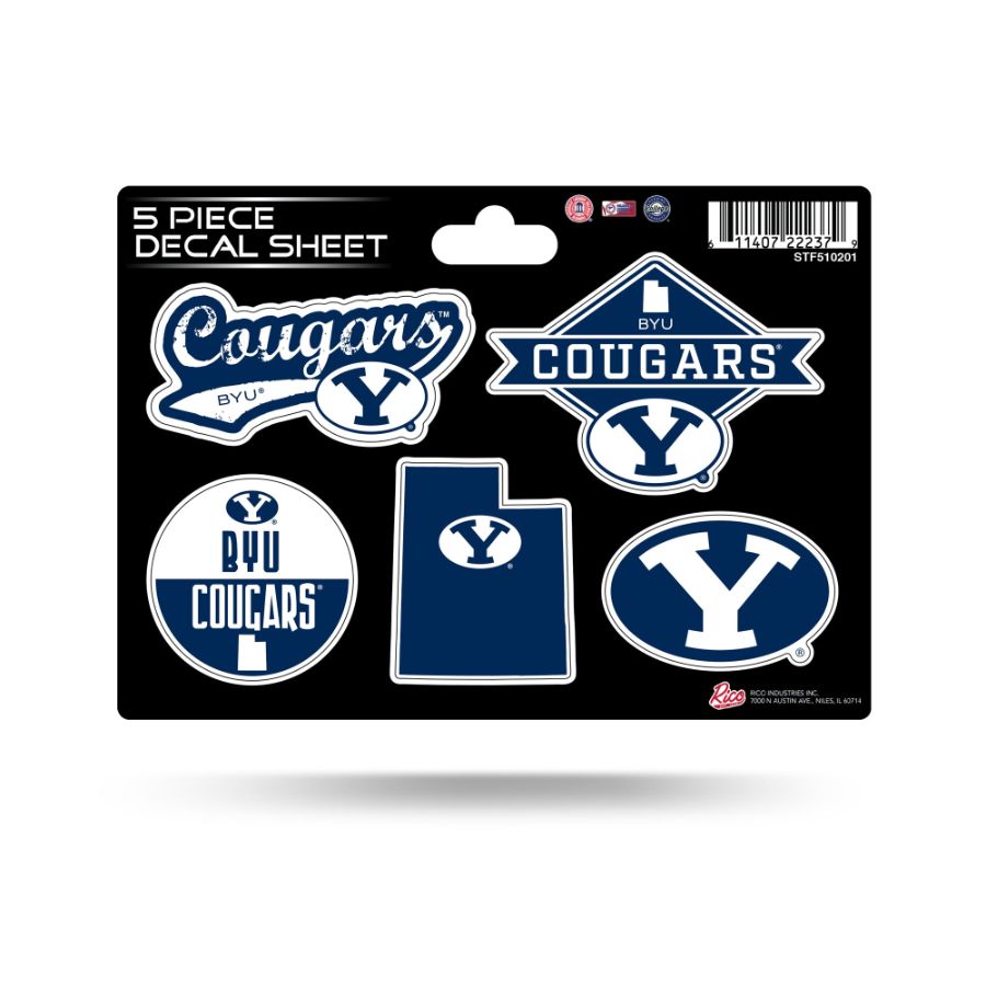 Brigham Young University BYU Cougars - 5 Piece Sticker Sheet at Sticker ...
