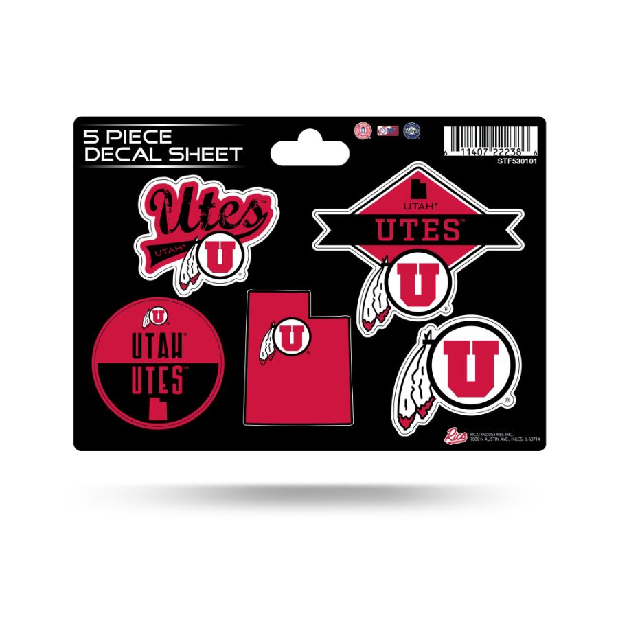 University Of Utah Utes - 5 Piece Sticker Sheet at Sticker Shoppe