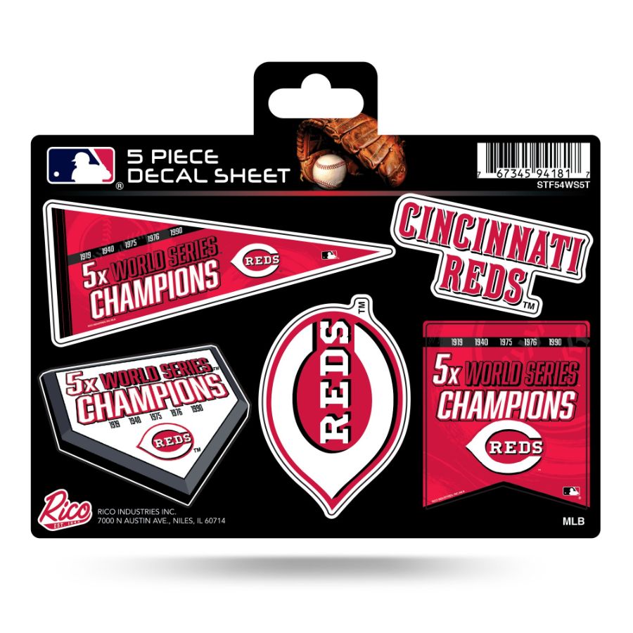 Cincinnati Reds 5 Time World Series Champions - 5 Piece Sticker Sheet ...