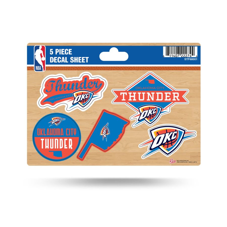Oklahoma City Thunder - 5 Piece Sticker Sheet at Sticker Shoppe