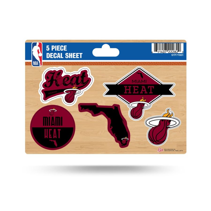 Miami Heat - 5 Piece Sticker Sheet at Sticker Shoppe