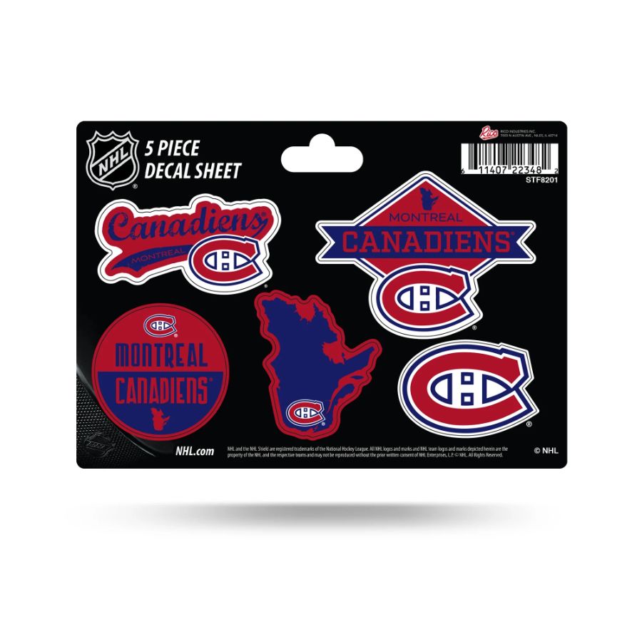 Montreal Canadiens - 5 Piece Sticker Sheet at Sticker Shoppe