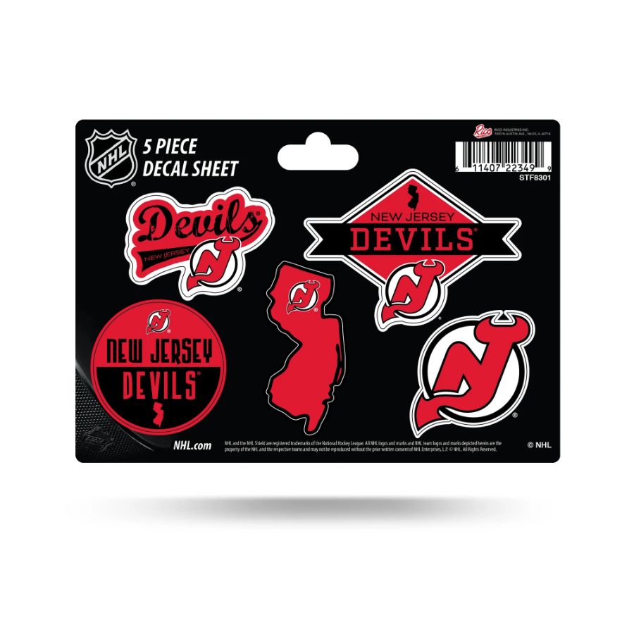 New Jersey Devils - 5 Piece Sticker Sheet at Sticker Shoppe