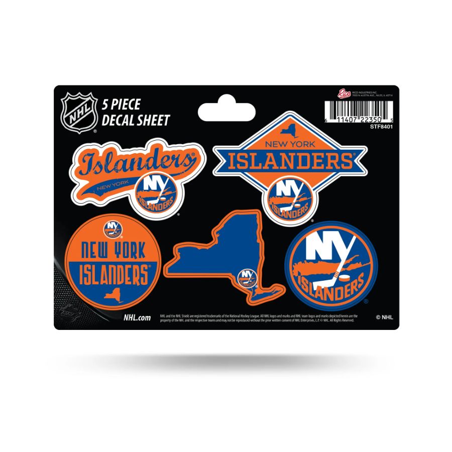 New York Islanders - 5 Piece Sticker Sheet at Sticker Shoppe