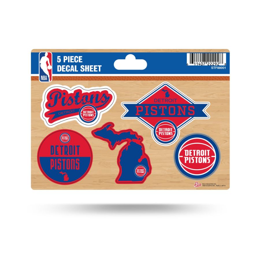 Detroit Pistons - 5 Piece Sticker Sheet at Sticker Shoppe
