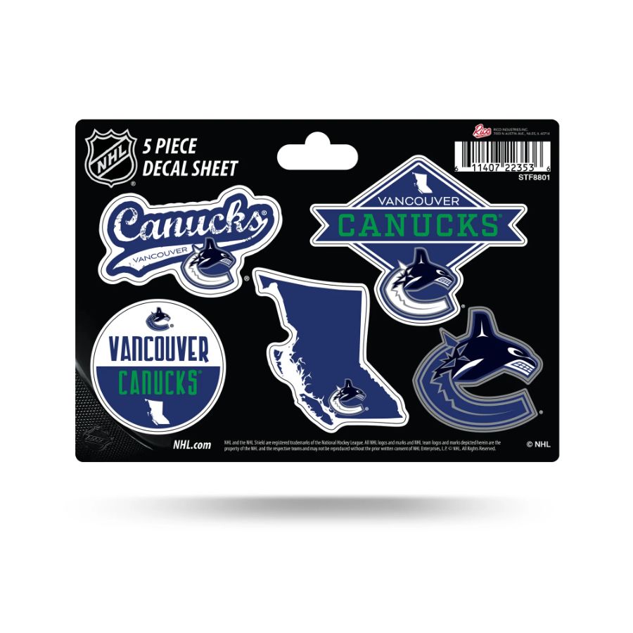 Vancouver Canucks - 5 Piece Sticker Sheet at Sticker Shoppe
