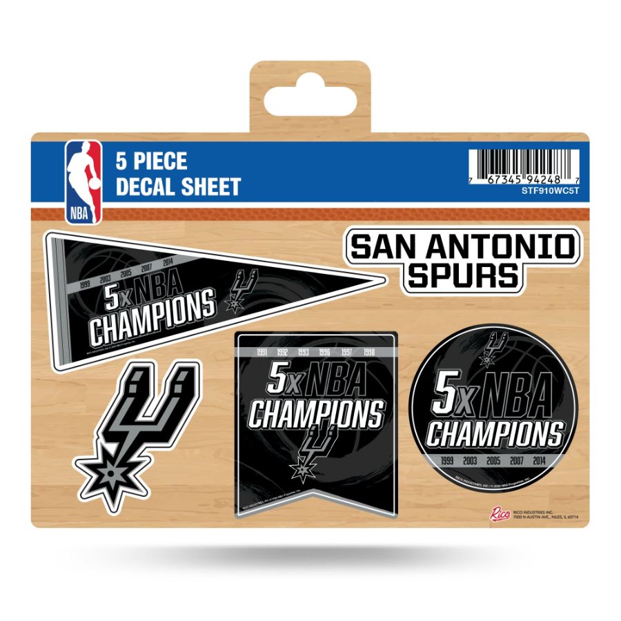San Antonio Spurs 5 Time NBA Champions - 5 Piece Sticker Sheet at ...