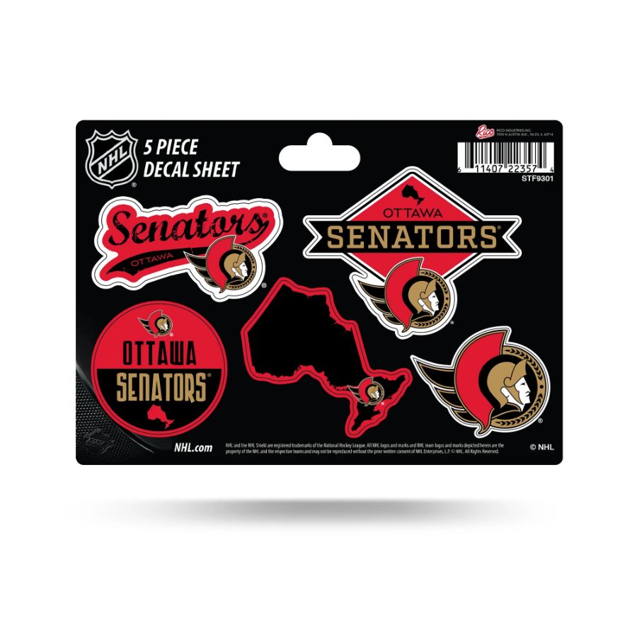 Ottawa Senators - 5 Piece Sticker Sheet at Sticker Shoppe