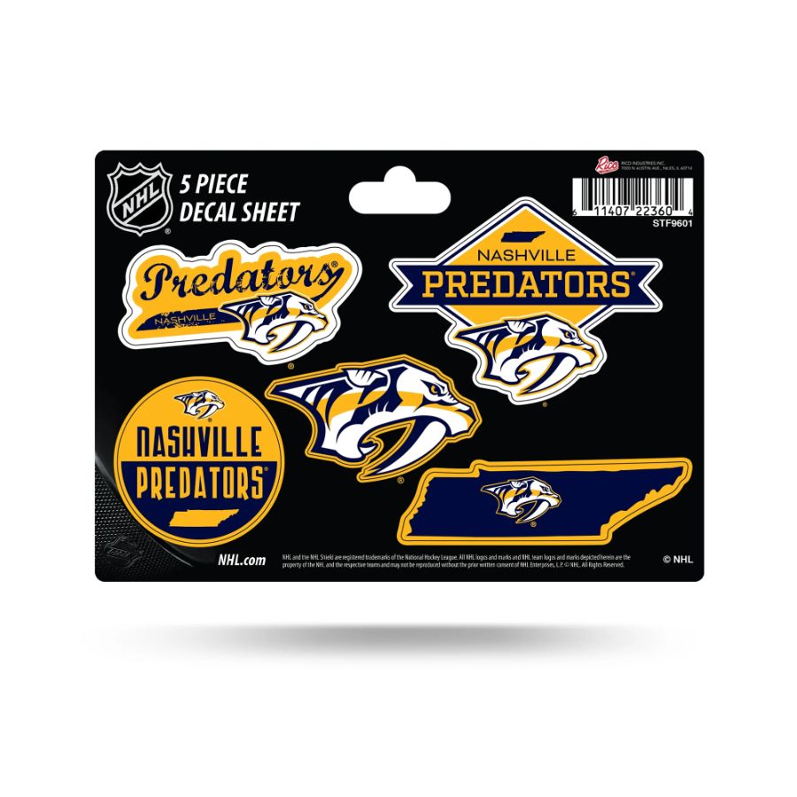 Nashville Predators - 5 Piece Sticker Sheet at Sticker Shoppe