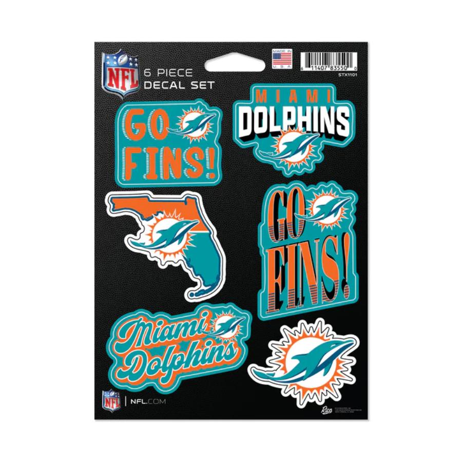 Miami Dolphins - Sheet Of 6 Vinyl Stickers at Sticker Shoppe