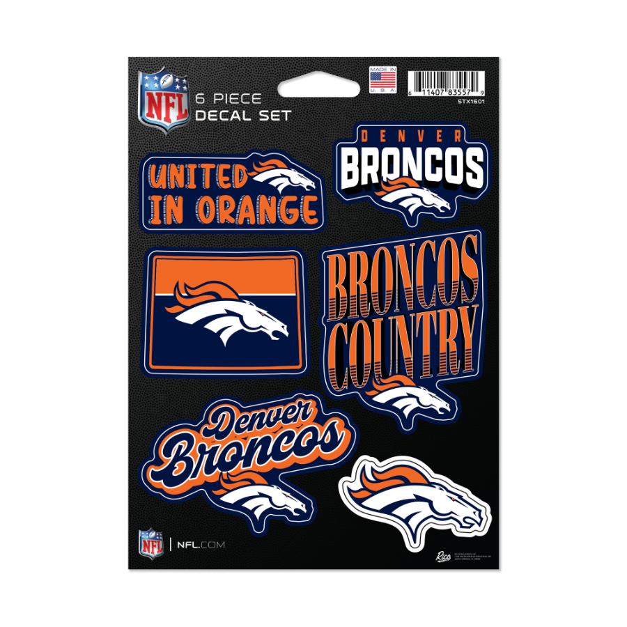 Denver Broncos - Sheet Of 6 Vinyl Stickers at Sticker Shoppe