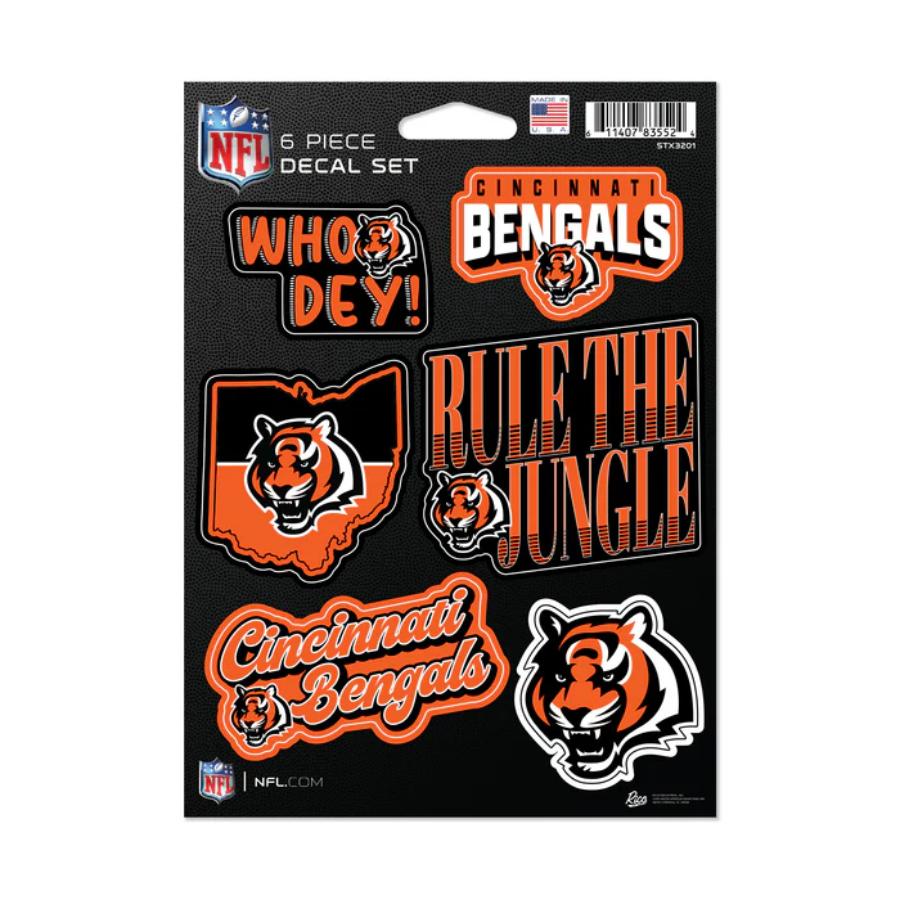 Cincinnati Bengals - Sheet Of 6 Vinyl Stickers at Sticker Shoppe