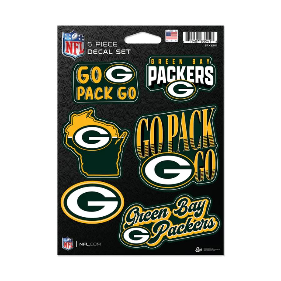 Green Bay Packers - Sheet Of 6 Vinyl Stickers at Sticker Shoppe