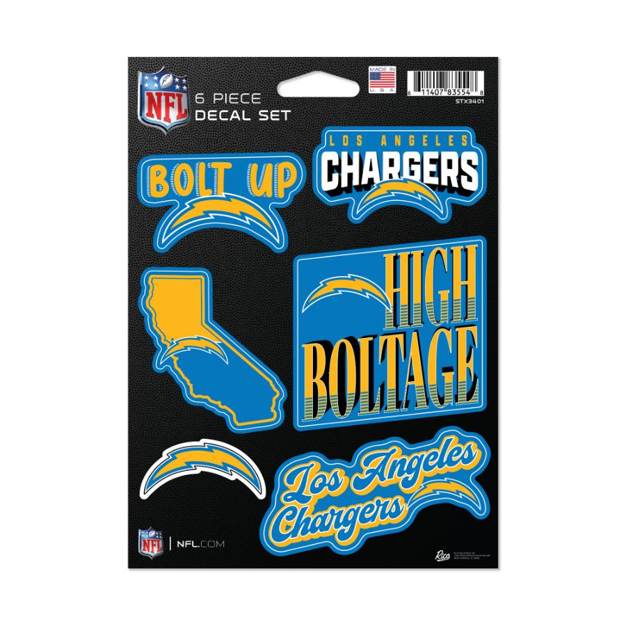 Los Angeles Chargers - Sheet Of 6 Vinyl Stickers at Sticker Shoppe