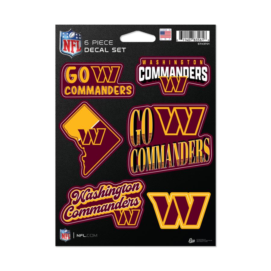Washington Commanders - Sheet Of 6 Vinyl Stickers at Sticker Shoppe