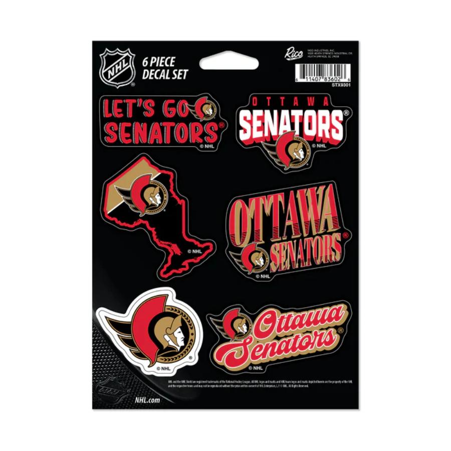 Ottawa Senators - Sheet Of 6 Vinyl Stickers at Sticker Shoppe