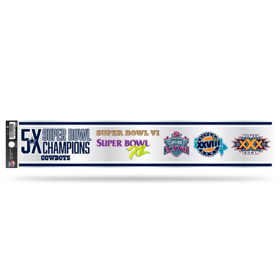 Dallas Cowboys 5 Time Super Bowl Champions - 3x17 Clear Vinyl Sticker ...