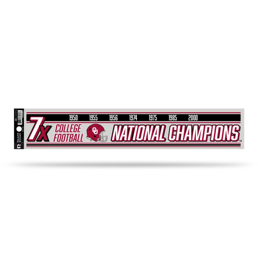 Oklahoma Sooners 7 Time College Football Champs - 3x17 Clear Vinyl ...