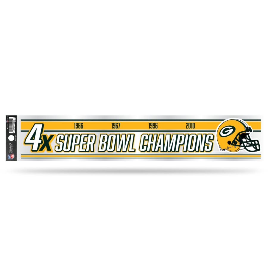 Green Bay Packers 4 Time Super Bowl Champions - 3x17 Clear Vinyl ...