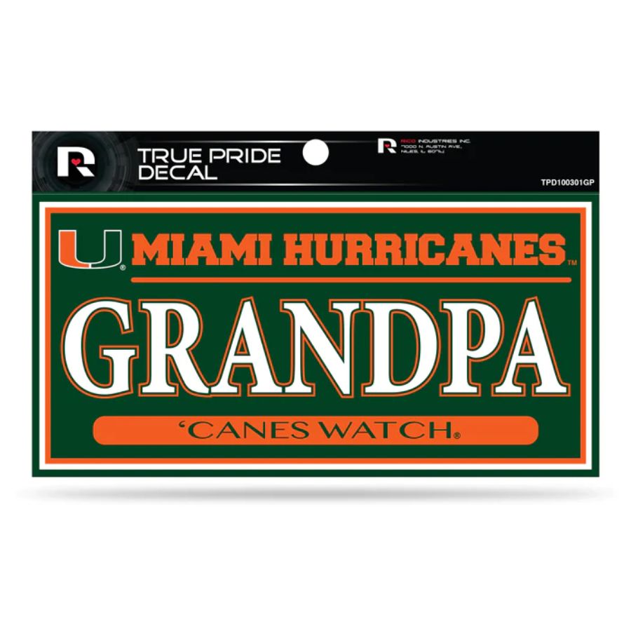University Of Miami Hurricanes Grandpa - 3x6 True Pride Vinyl Sticker ...
