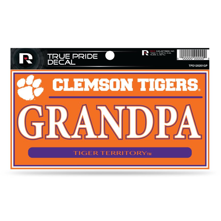 Clemson University Tigers Grandpa - 3x6 True Pride Vinyl Sticker at ...