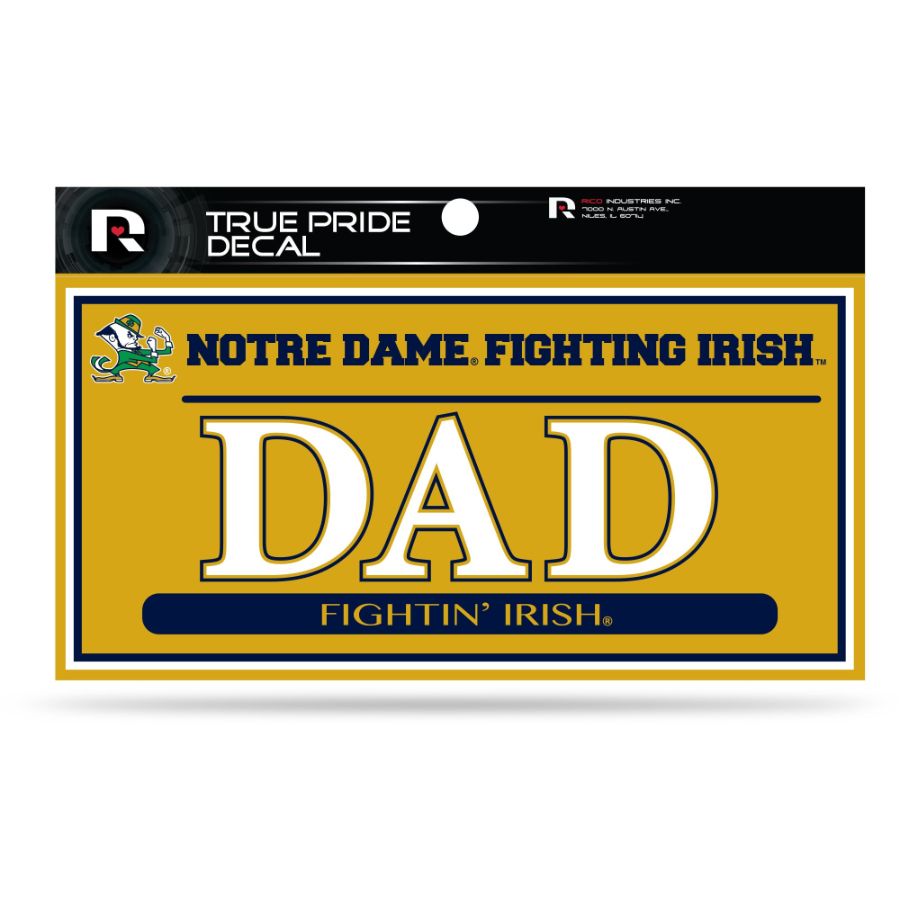 University Of Notre Dame Fighting Irish Dad Gold - 3x6 True Pride Vinyl ...