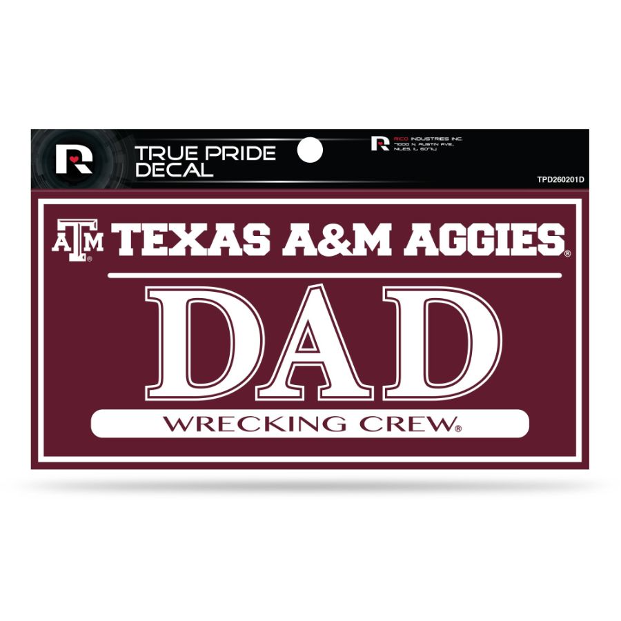 Texas A&M University Aggies Dad - 3x6 True Pride Vinyl Sticker at ...