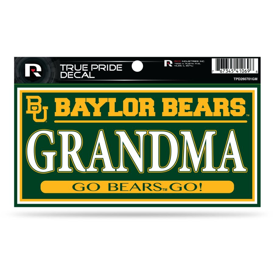 Baylor University Bears Grandma - 3x6 True Pride Vinyl Sticker at ...