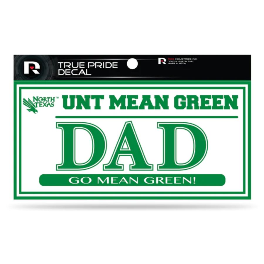 University Of North Texas Mean Green Dad White - 3x6 True Pride Vinyl ...