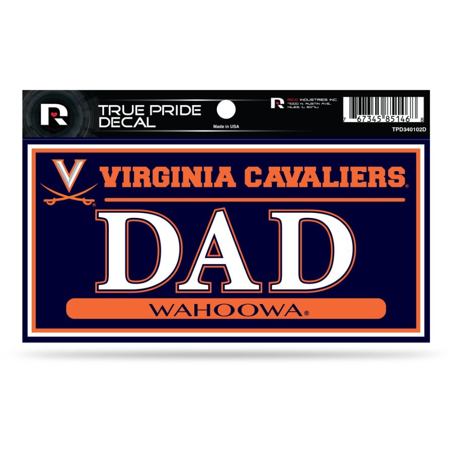 University Of Virginia Cavaliers Dad - 3x6 True Pride Vinyl Sticker at ...