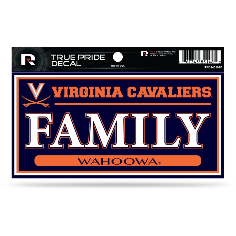 University Of Virginia Cavaliers Family - 3x6 True Pride Vinyl Sticker ...