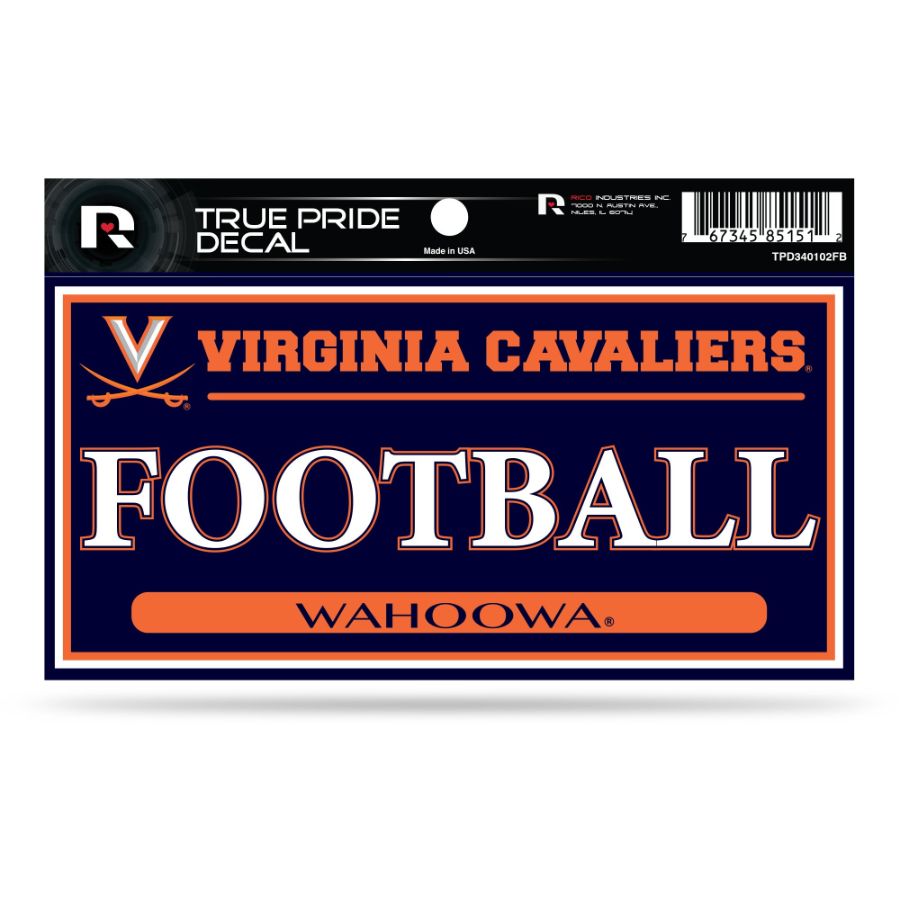 University Of Virginia Cavaliers Football - 3x6 True Pride Vinyl ...