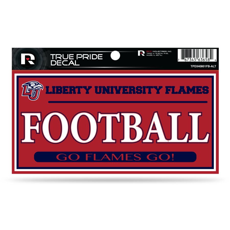 Liberty University Flames Football Red - 3x6 True Pride Vinyl Sticker ...
