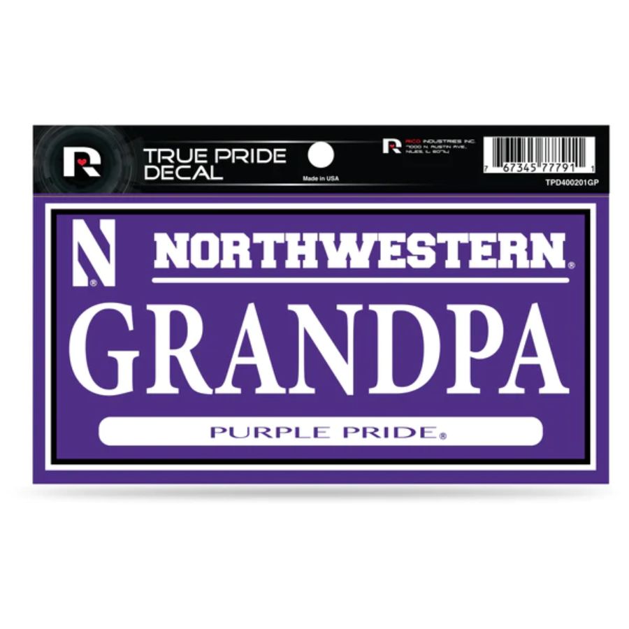 Northwestern University Wildcats Grandpa - 3x6 True Pride Vinyl Sticker ...